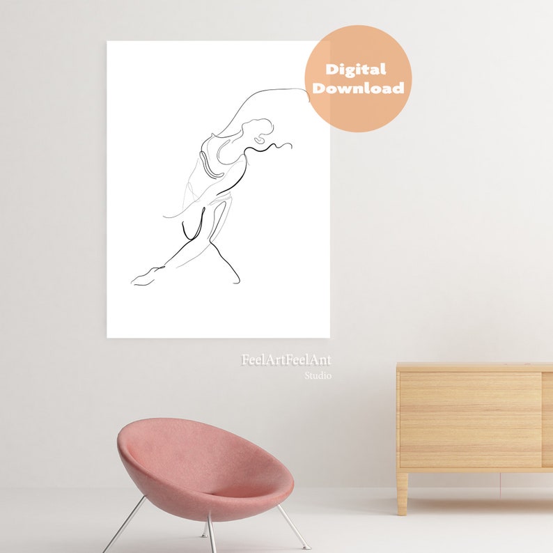 PRINTABLE Yoga Line Wall Art Minimalist Figure Yoga Print - Etsy