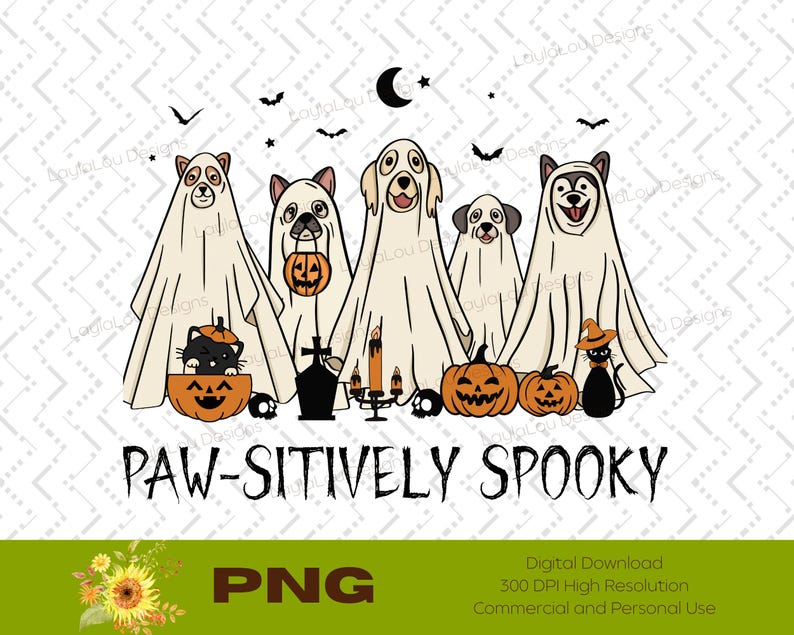 Paws and Claws Ghost Squad PNG | Cute Halloween Dog and Cat Digital ...