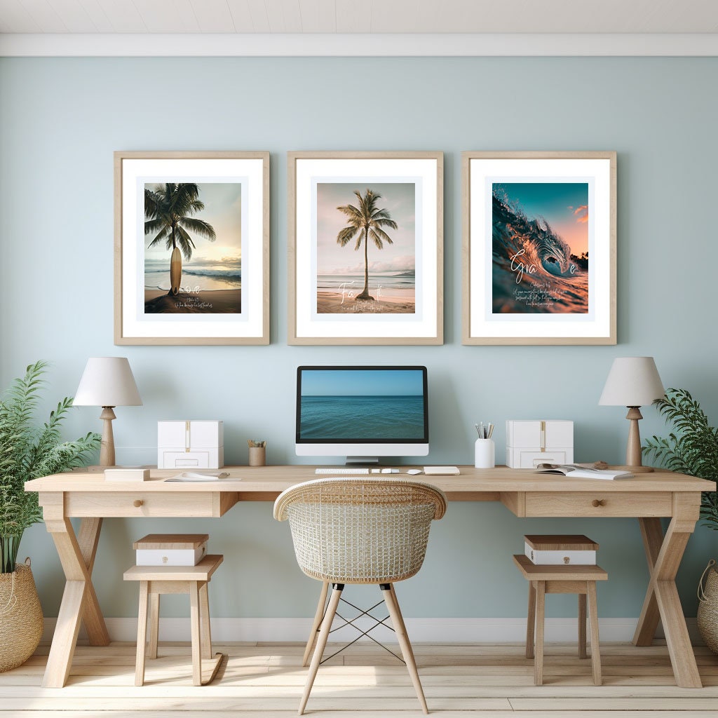 Faith, Love, Grace Christian Beach Wall Art | Tropical Prints With ...