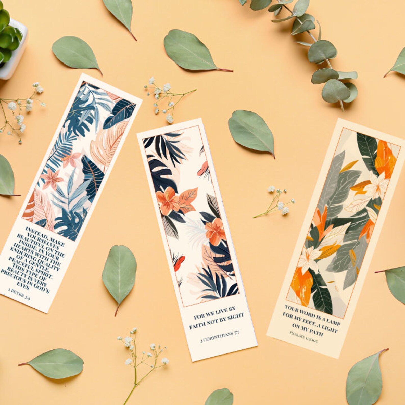 Palm Print Bible Verse Bookmarks Set of 5 | Scripture Bookmark Gifts ...