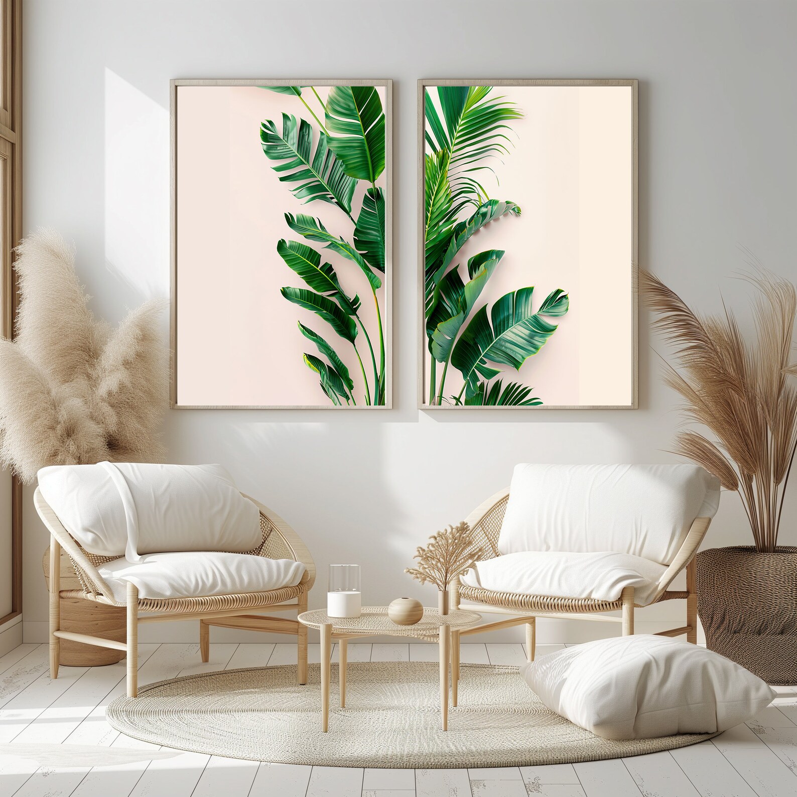 Tropical Palm Wall Art | Pink Beach Decor – Nature Inspired Digital Art ...