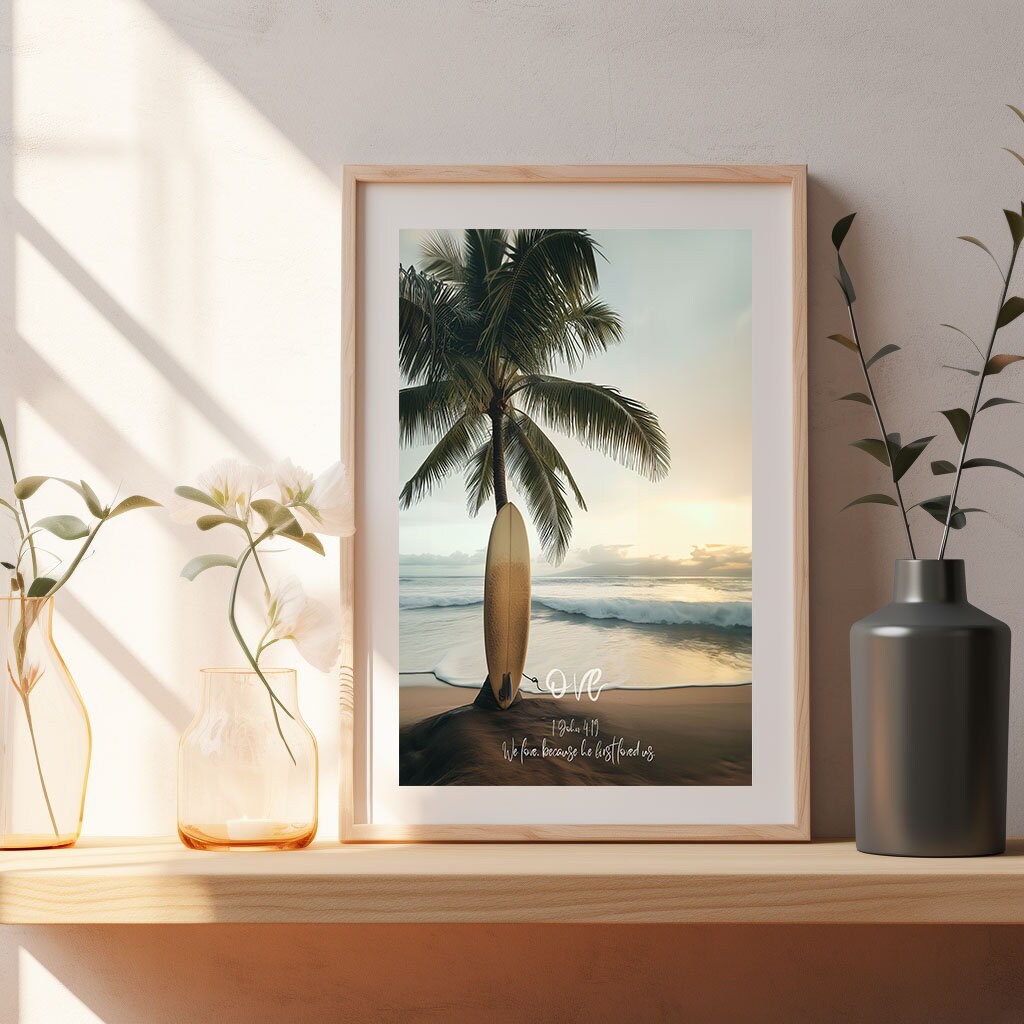 Faith, Love, Grace Christian Beach Wall Art | Tropical Prints With ...