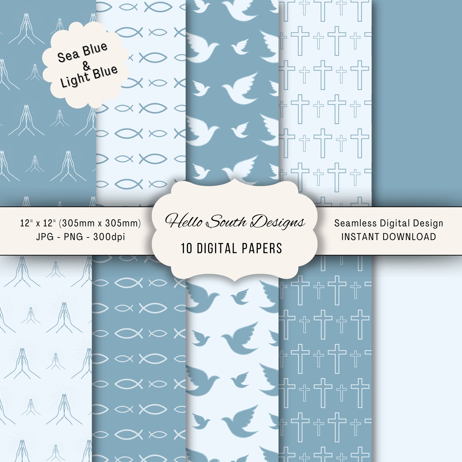 Christian Bundle: 10 Digital Scrapbooking Papers + 12 Digital Stickers ...