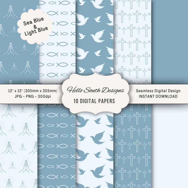 Christian Bundle: 10 Digital Scrapbooking Papers + 12 Digital Stickers ...