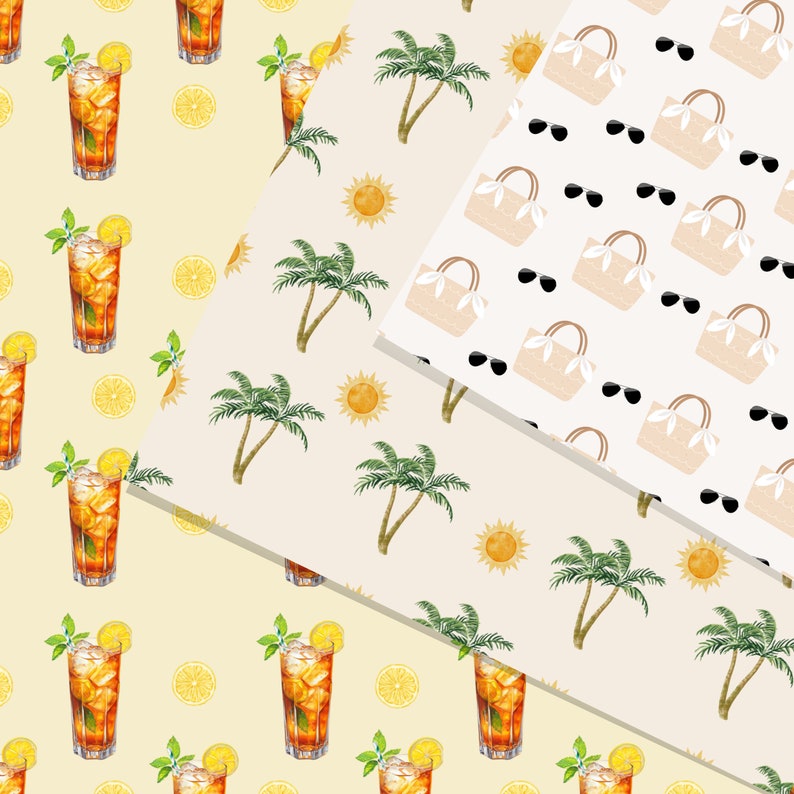 Summer Vibes Seamless Digital Paper Set 12” X 12” With 15 Bonus ...