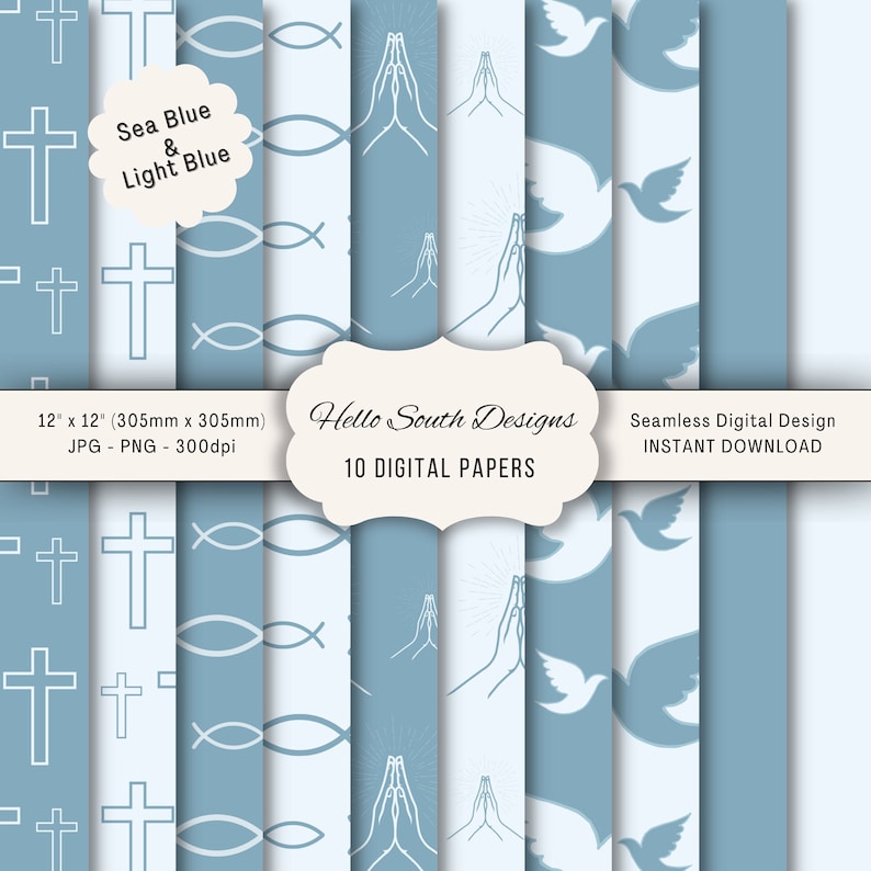 Christian Bundle: 10 Digital Scrapbooking Papers + 12 Digital Stickers ...