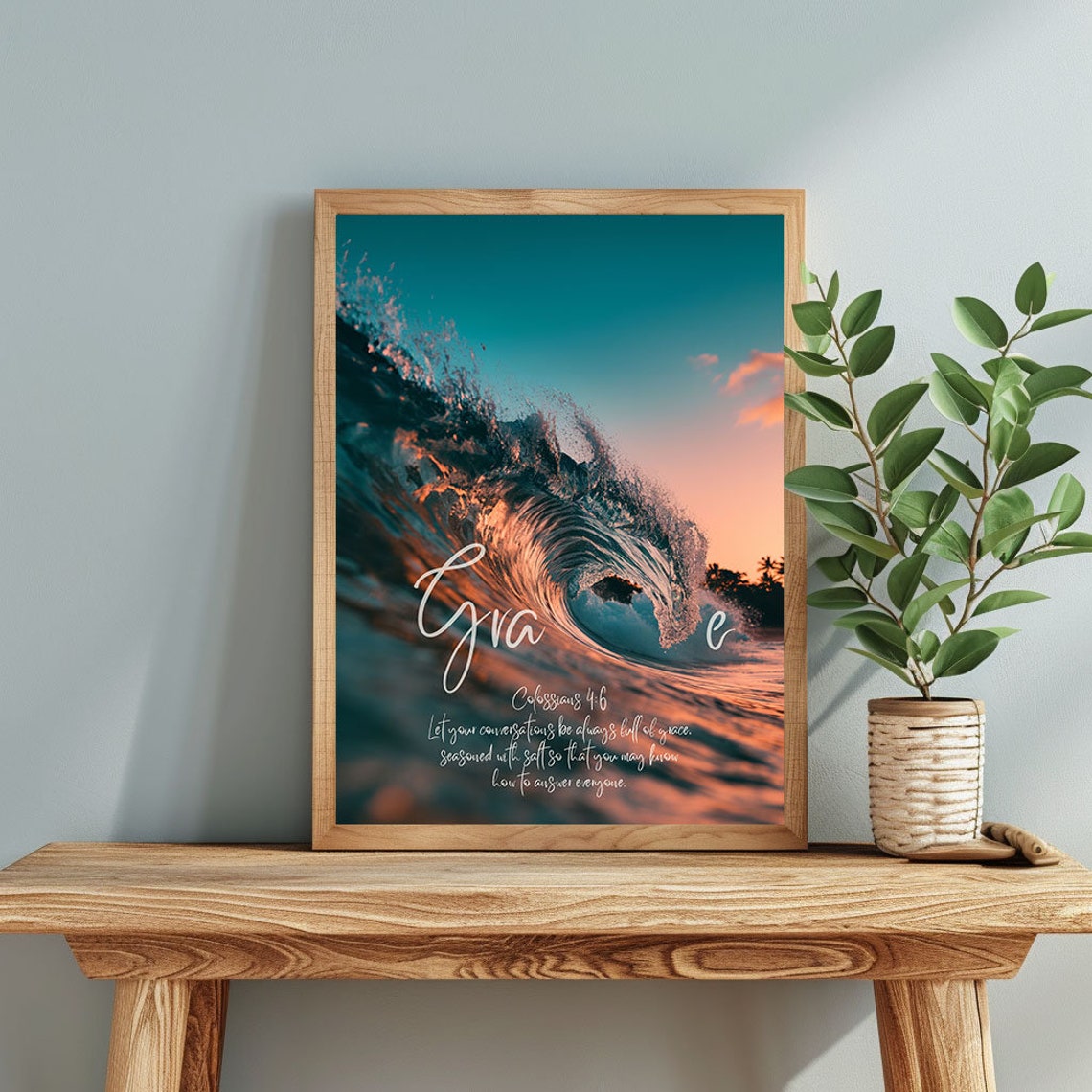 Faith, Love, Grace Christian Beach Wall Art | Tropical Prints With ...