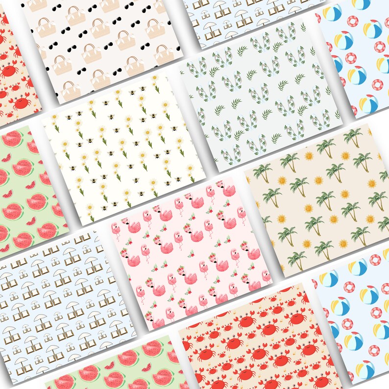 Summer Vibes Seamless Digital Paper Set 12” X 12” With 15 Bonus ...