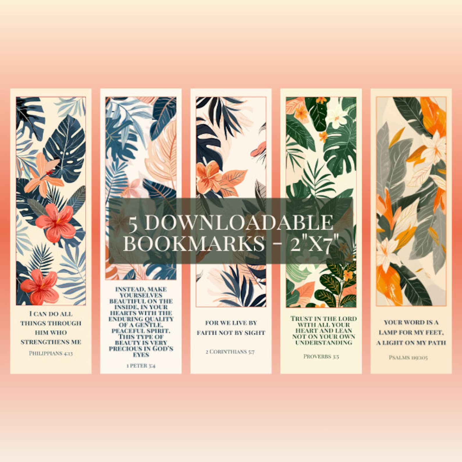 Palm Print Bible Verse Bookmarks Set of 5 | Scripture Bookmark Gifts ...