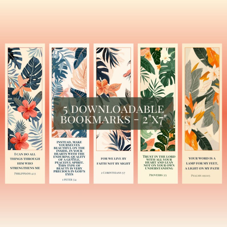 Palm Print Bible Verse Bookmarks Set of 5 | Scripture Bookmark Gifts ...