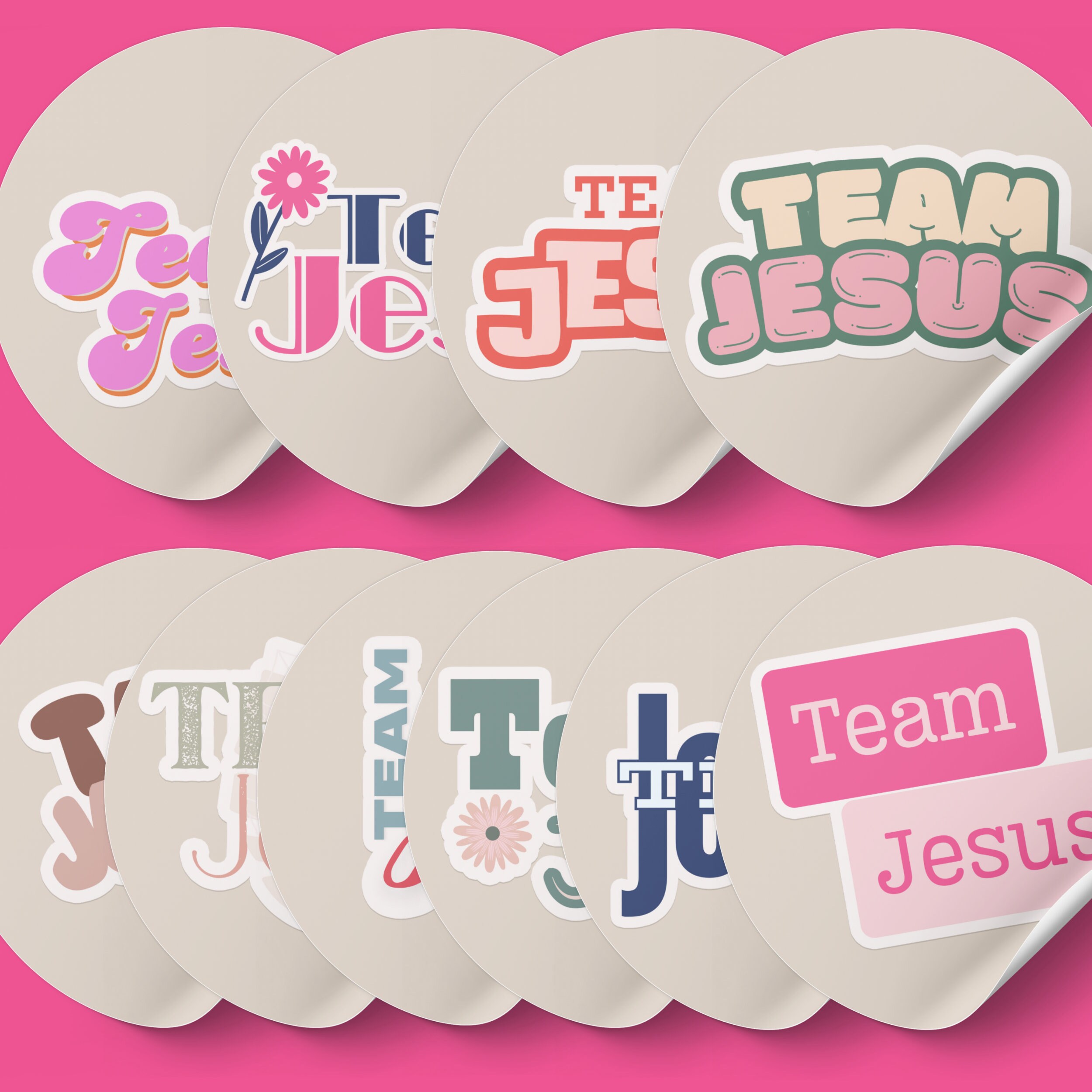 Team Jesus Digital Designs, Vibrant Word Art + Bonus Stickers | PNG and ...