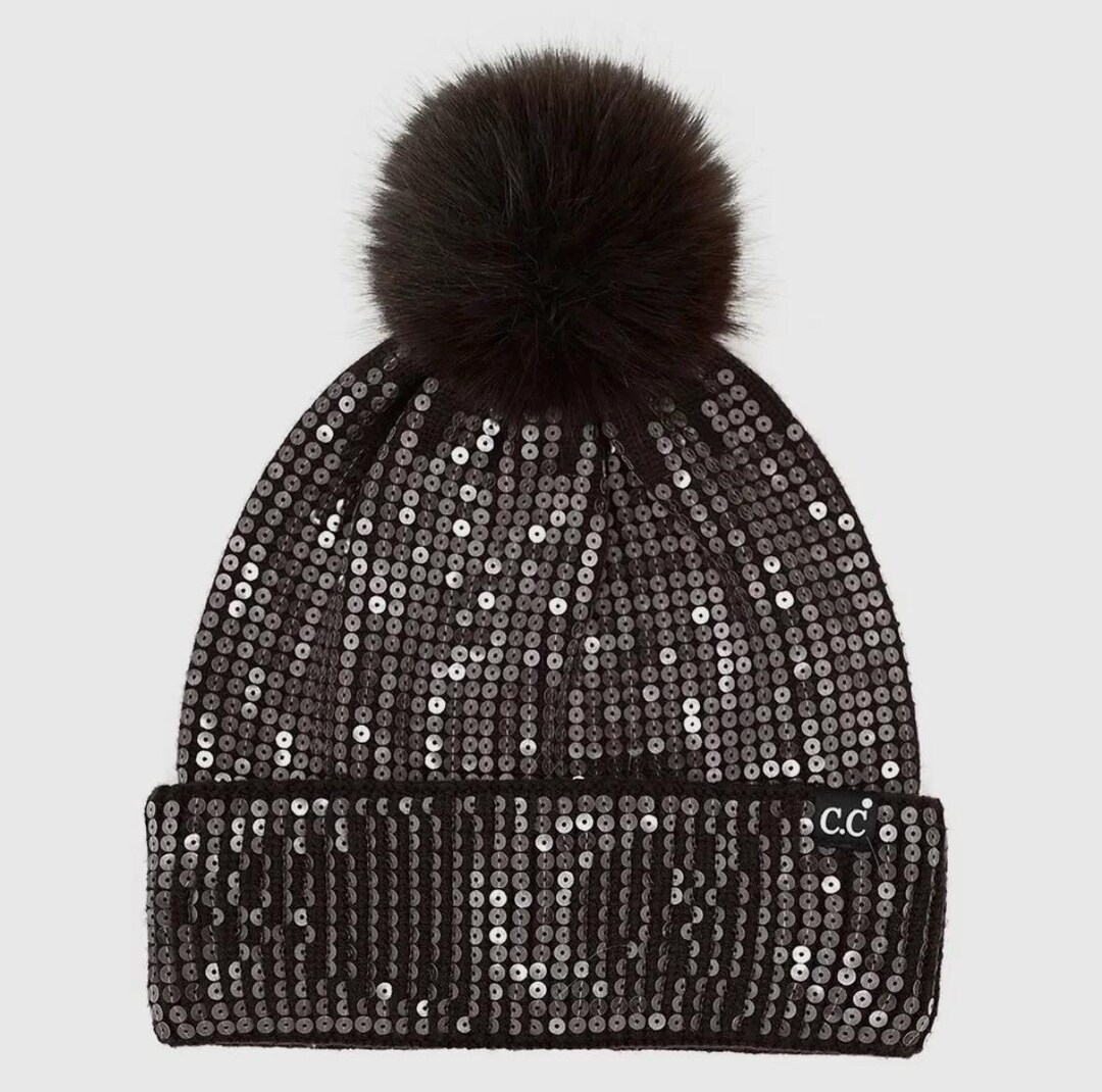 Sequin Beanie Winter Hat Two Colors - Etsy