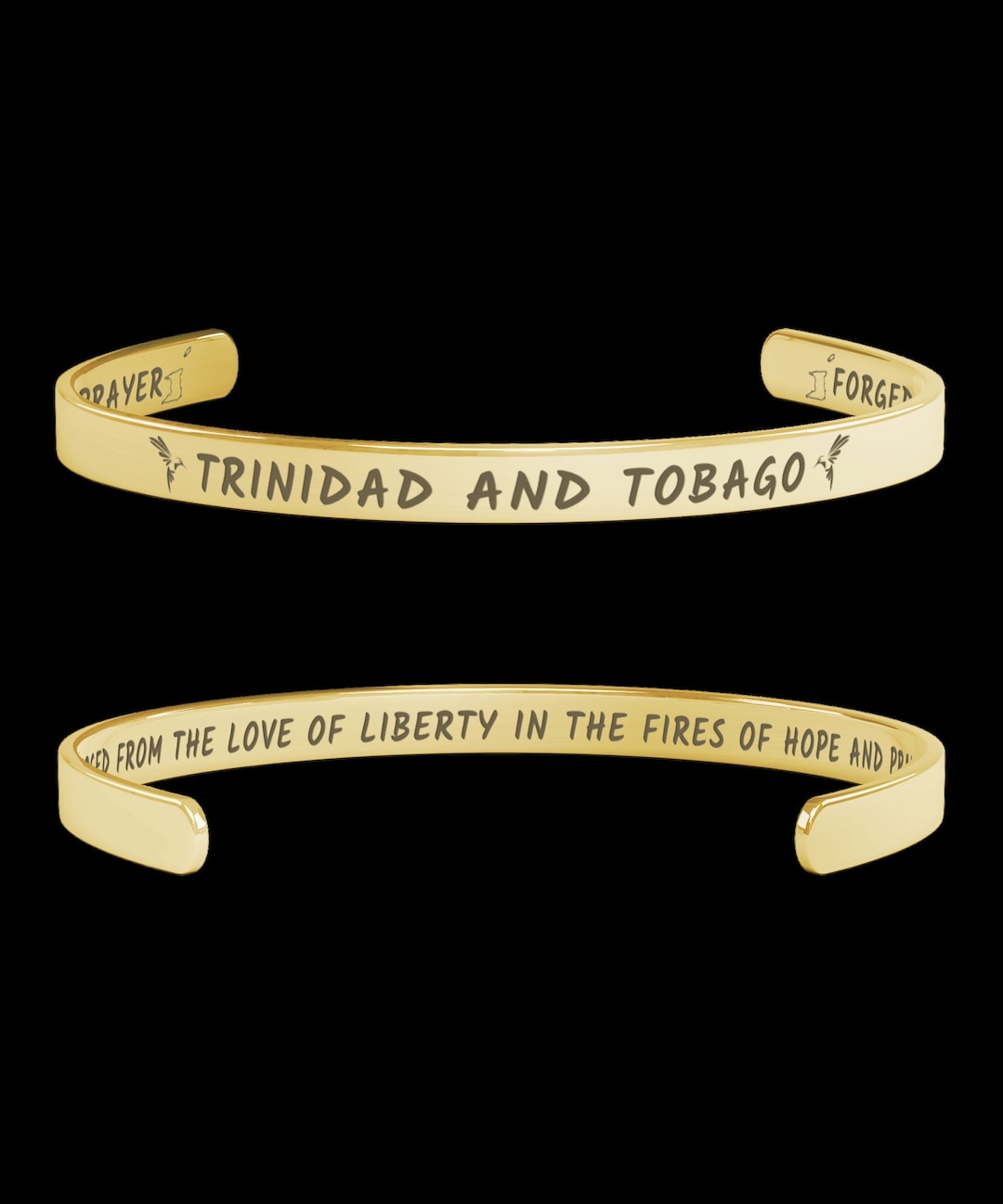 Trinidad and Tobago 18K Gold Plated Cuff Bracelet, Trinidad and Tobago ...
