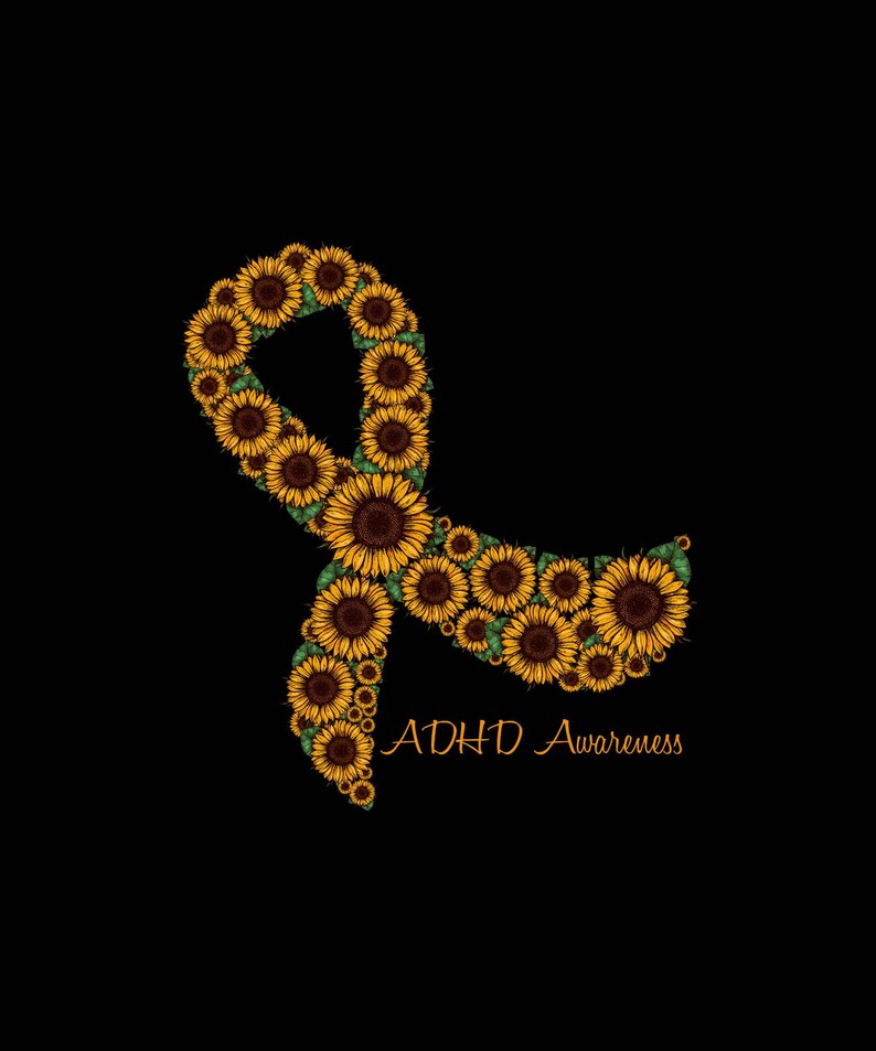 Ribbon ADHD Awareness Sunlower Digital Download File PNG | Etsy
