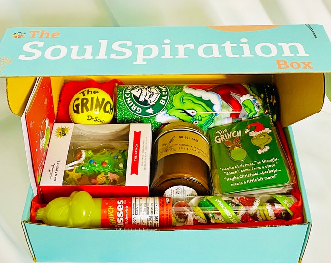 Merry Grinchmas Gift Box: Holiday Care Package With Ornament & Treats ...