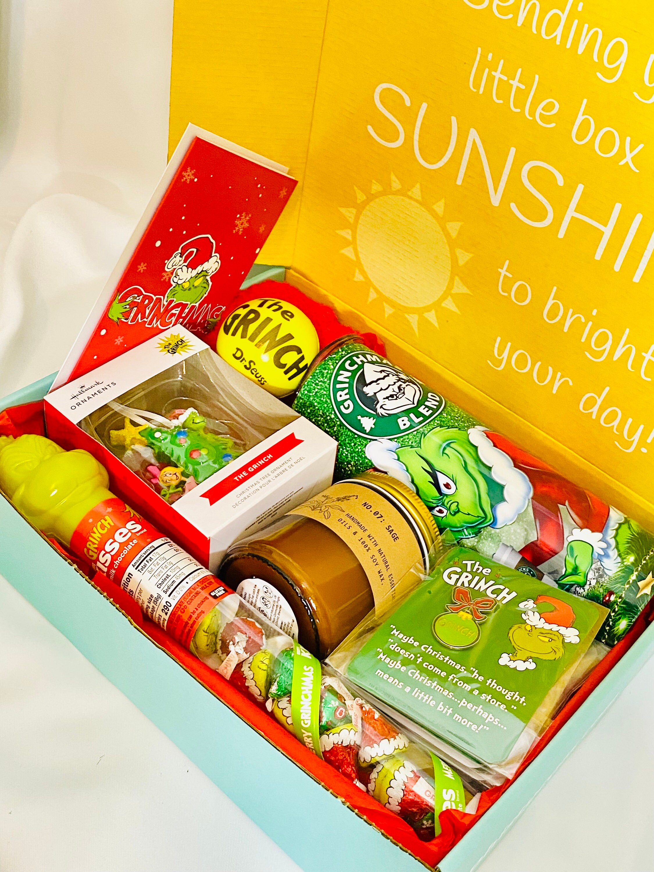 Merry Grinchmas Gift Box: Holiday Care Package With Ornament & Treats ...