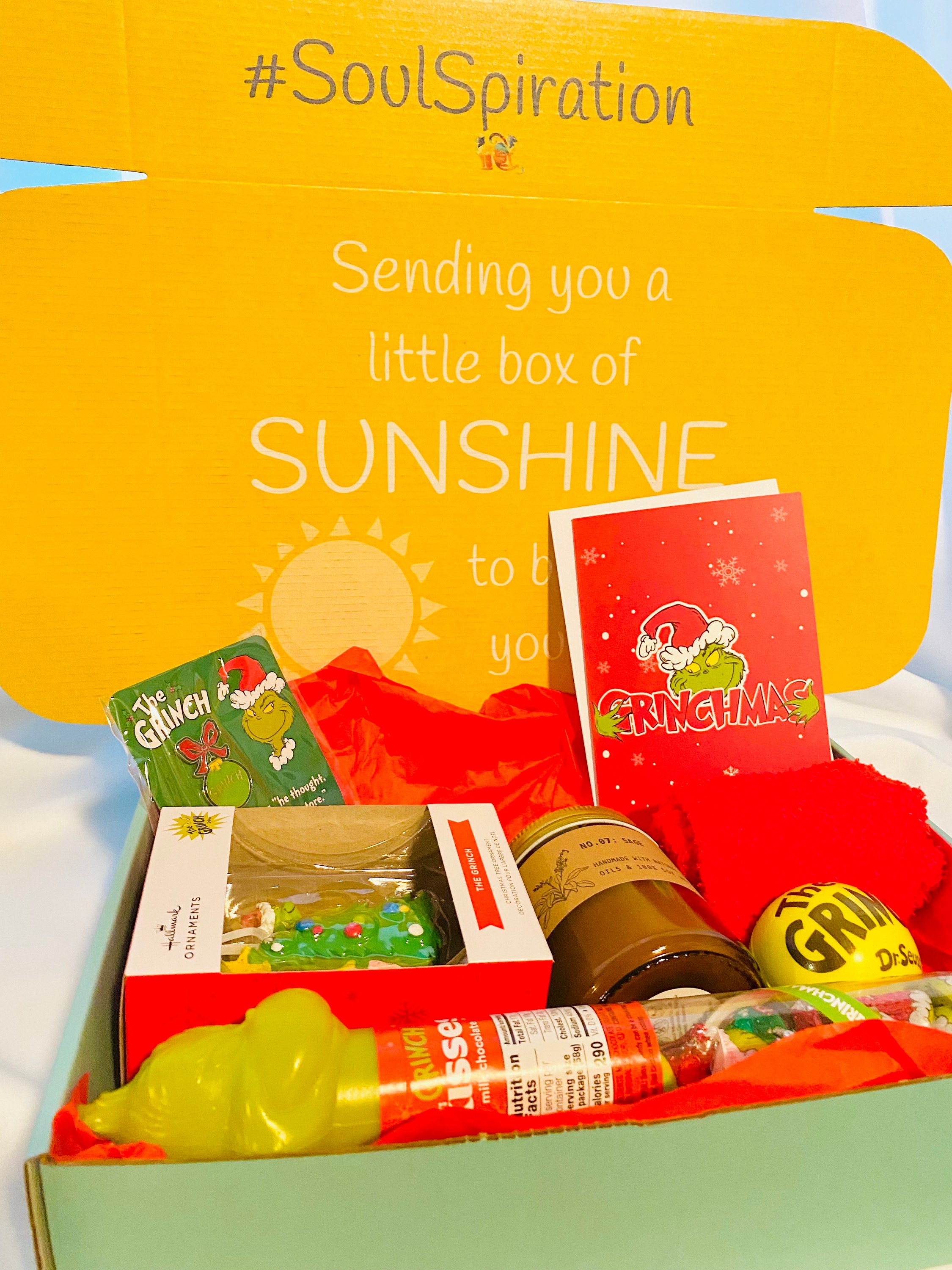 Merry Grinchmas Gift Box: Holiday Care Package With Ornament & Treats ...