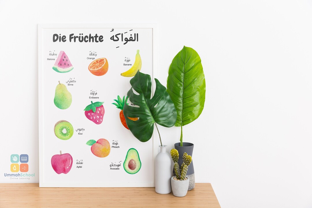 For Kids: the Fruits Learning Poster Arabic-german | Nursery Decoration ...