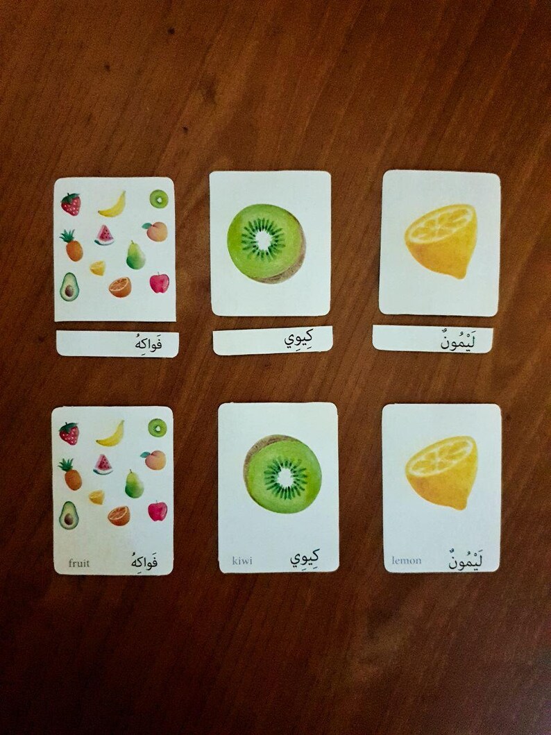 FRUITS in Arabic English Montessori Cards Flash Cards Three Part Cards ...