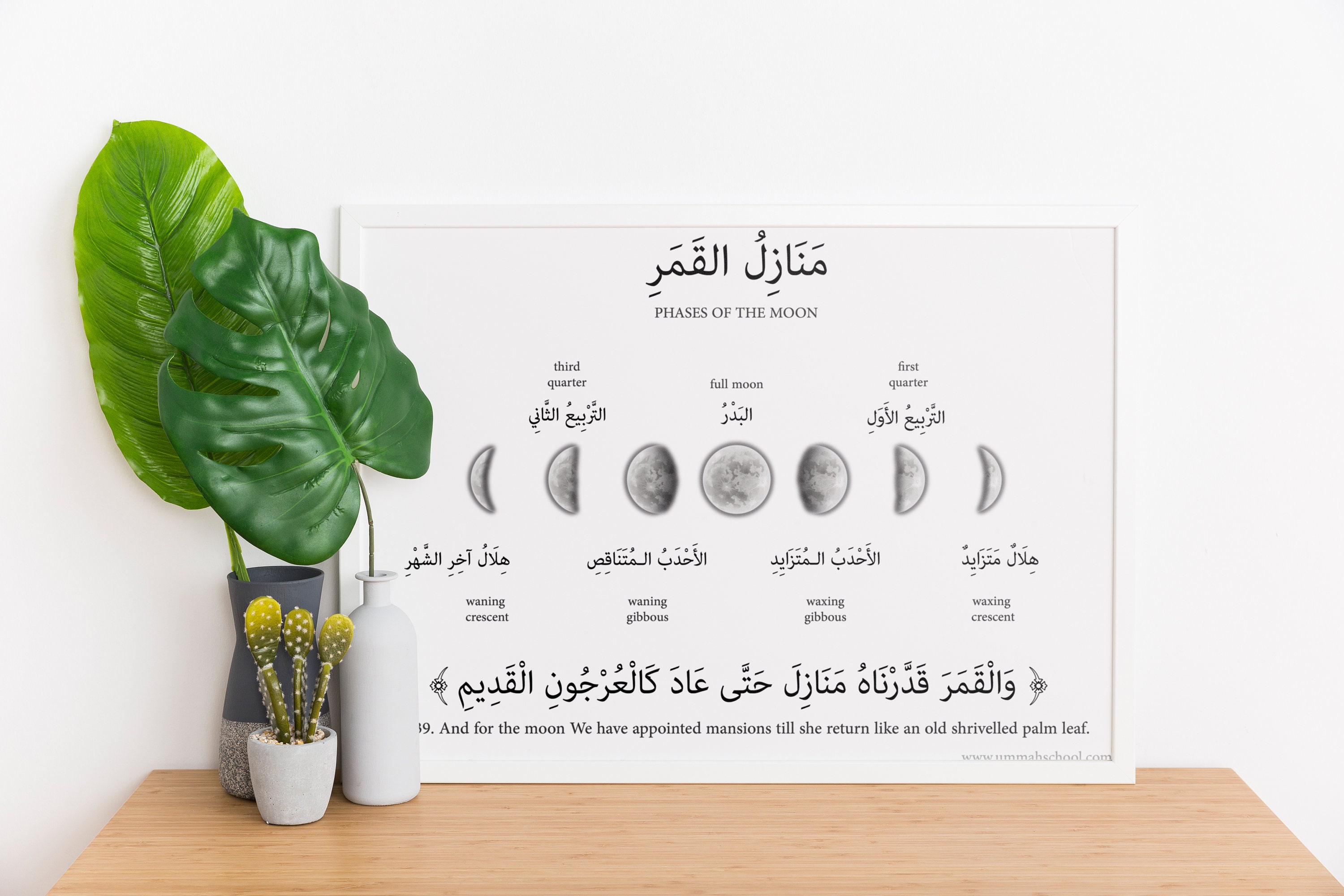 Phases of the Moon in Arabic English Children Learning | Etsy