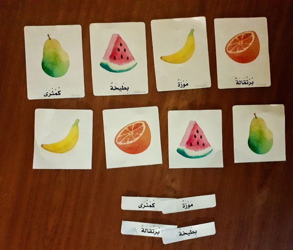 Big FRUITS in Arabic German Montessori Cards Flash Cards - Etsy