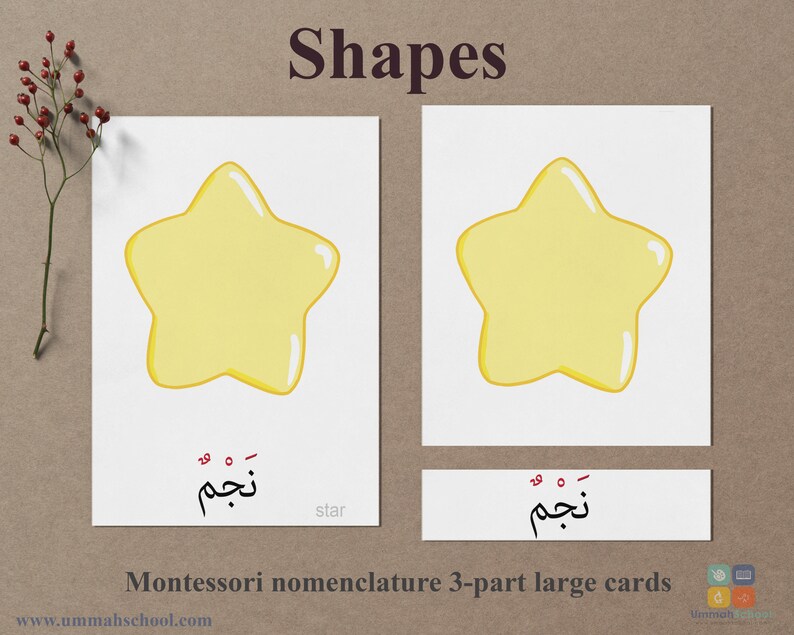 10 Large SHAPES in Arabic - English • Montessori Cards • Flash Cards ...