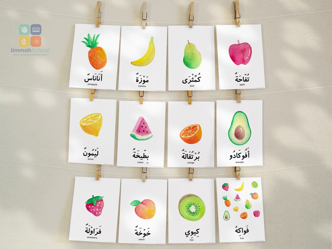 Flash Cards: FRUITS Arabic-english Memory Cards - Etsy