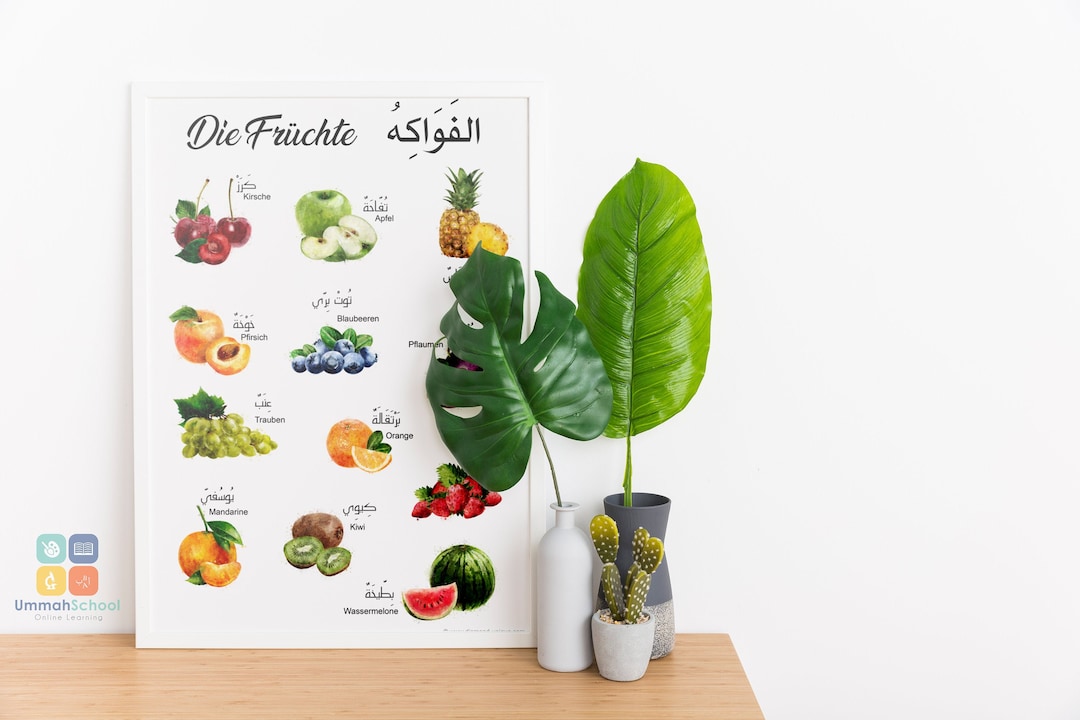 Learn Fruits Poster for Kids Arabic-german Children's - Etsy