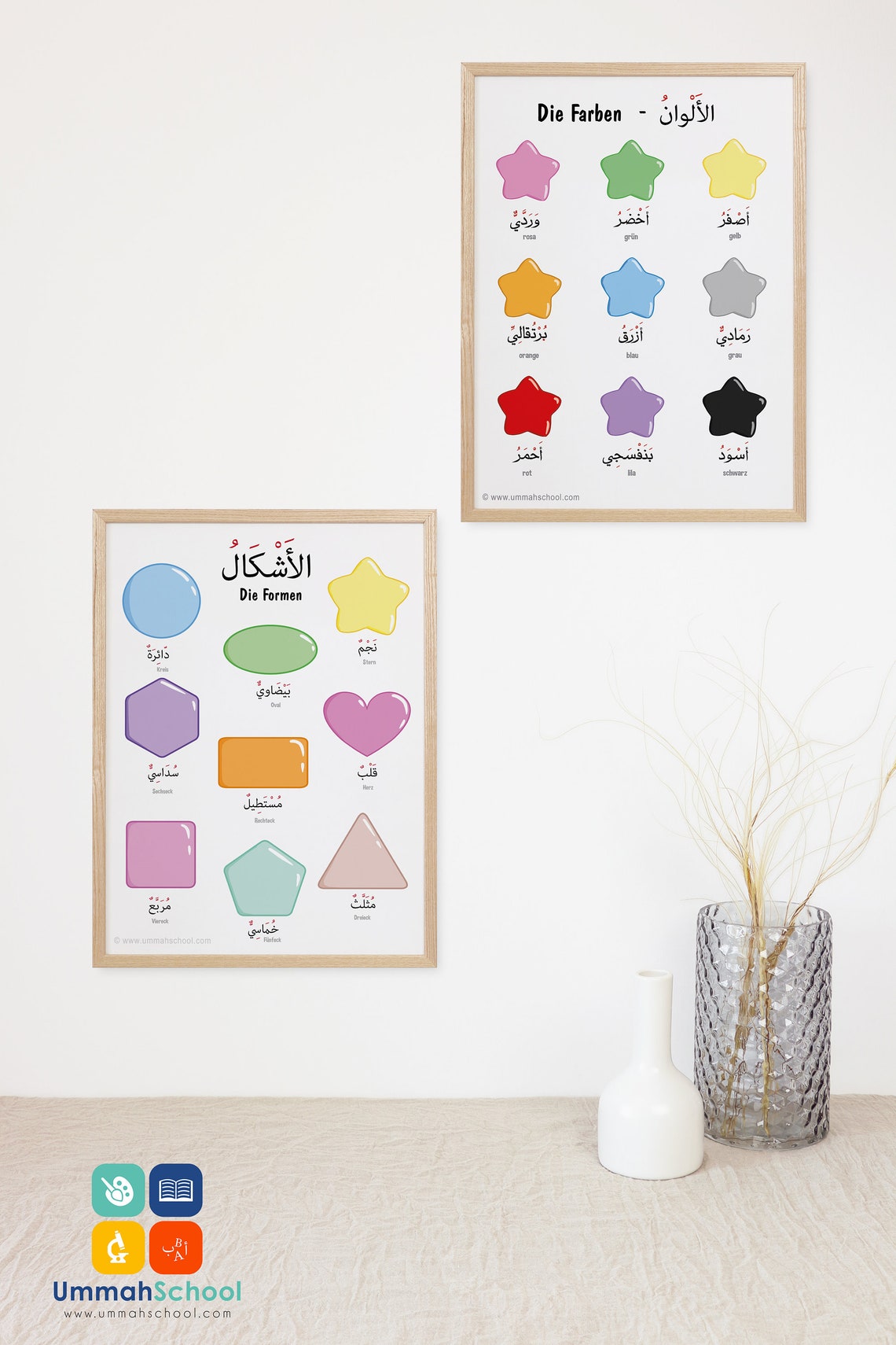 Learn Shapes in Arabic for Children Learning Posters Arabic Children's ...