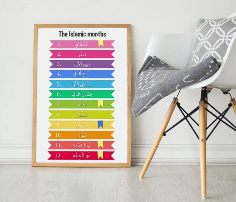 The Islamic Hijri Months in Islam Learning Posters | Arabic - English ...