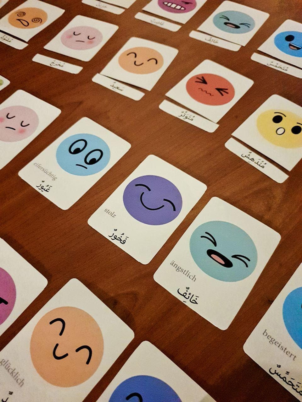 EMOTIONS in Arabic German Montessori Cards Flash Cards - Etsy
