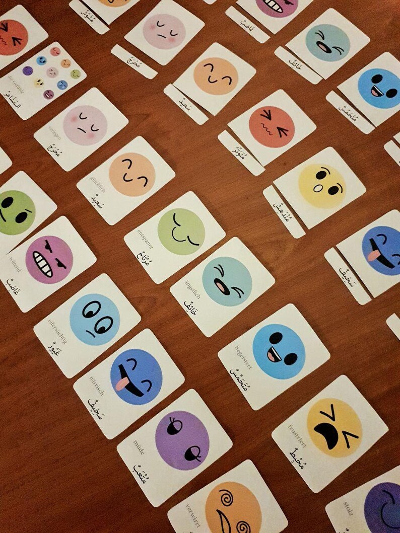 EMOTIONS in Arabic German Montessori Cards Flash Cards - Etsy