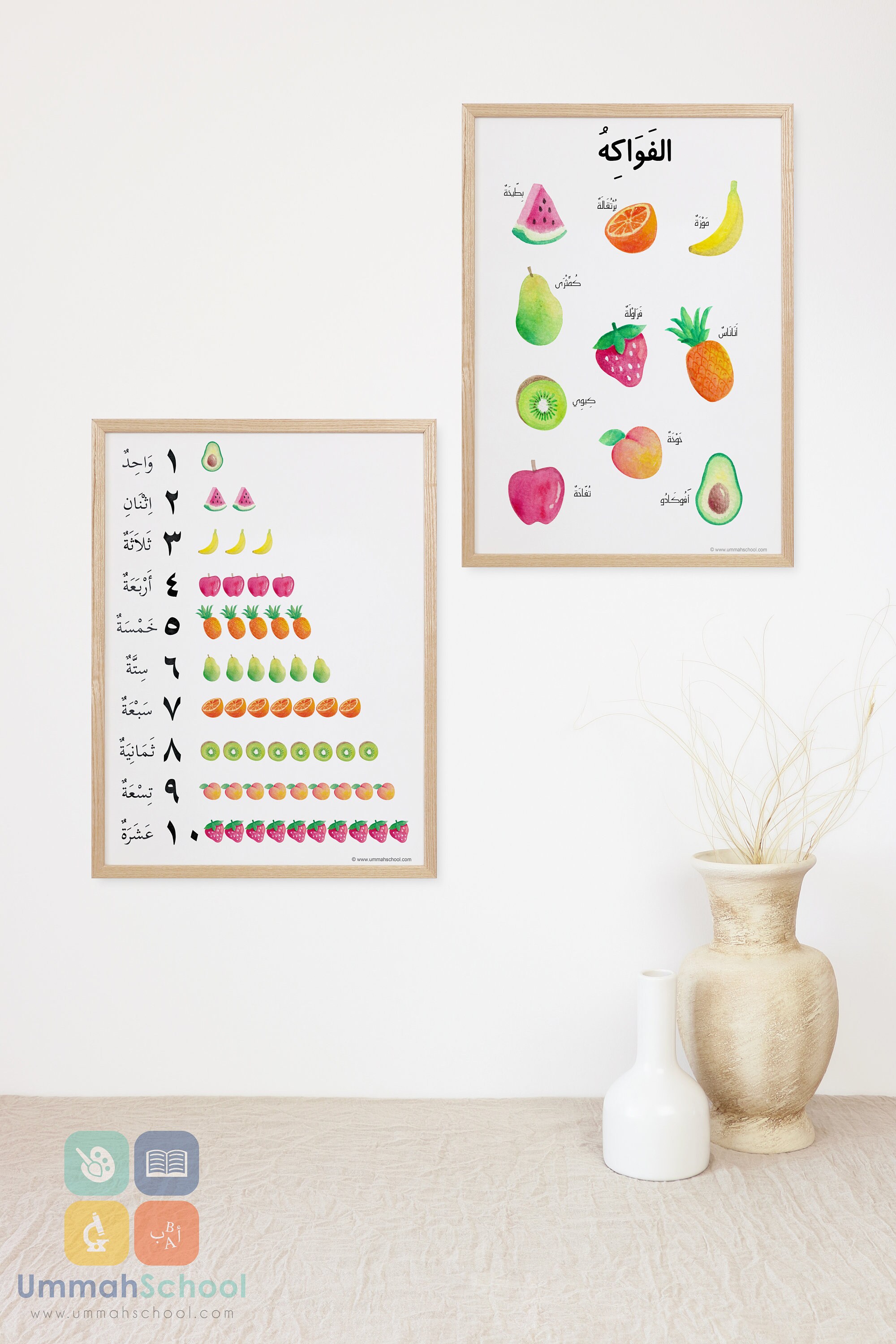 Learn NUMBERS and Counting Fruits in Arabic Poster Children's Room ...