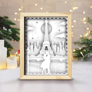 Love in Paris Shadow Box Files, Paper Cut Light Box Template Files ...