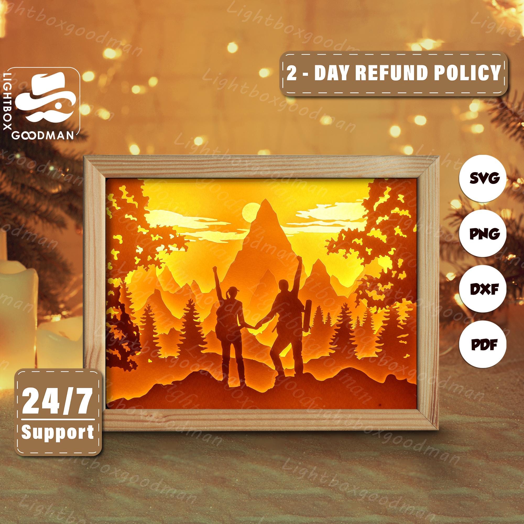 3D Mountain Hike Shadow Box Template: Layered Paper Cut Files - Etsy