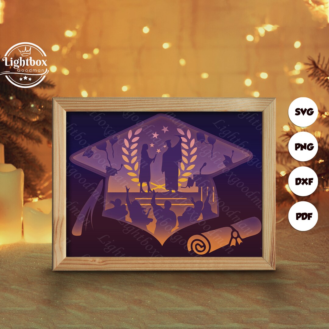 Simple Graduation Shadow Box Files, Paper Cut Light Box Template Files ...