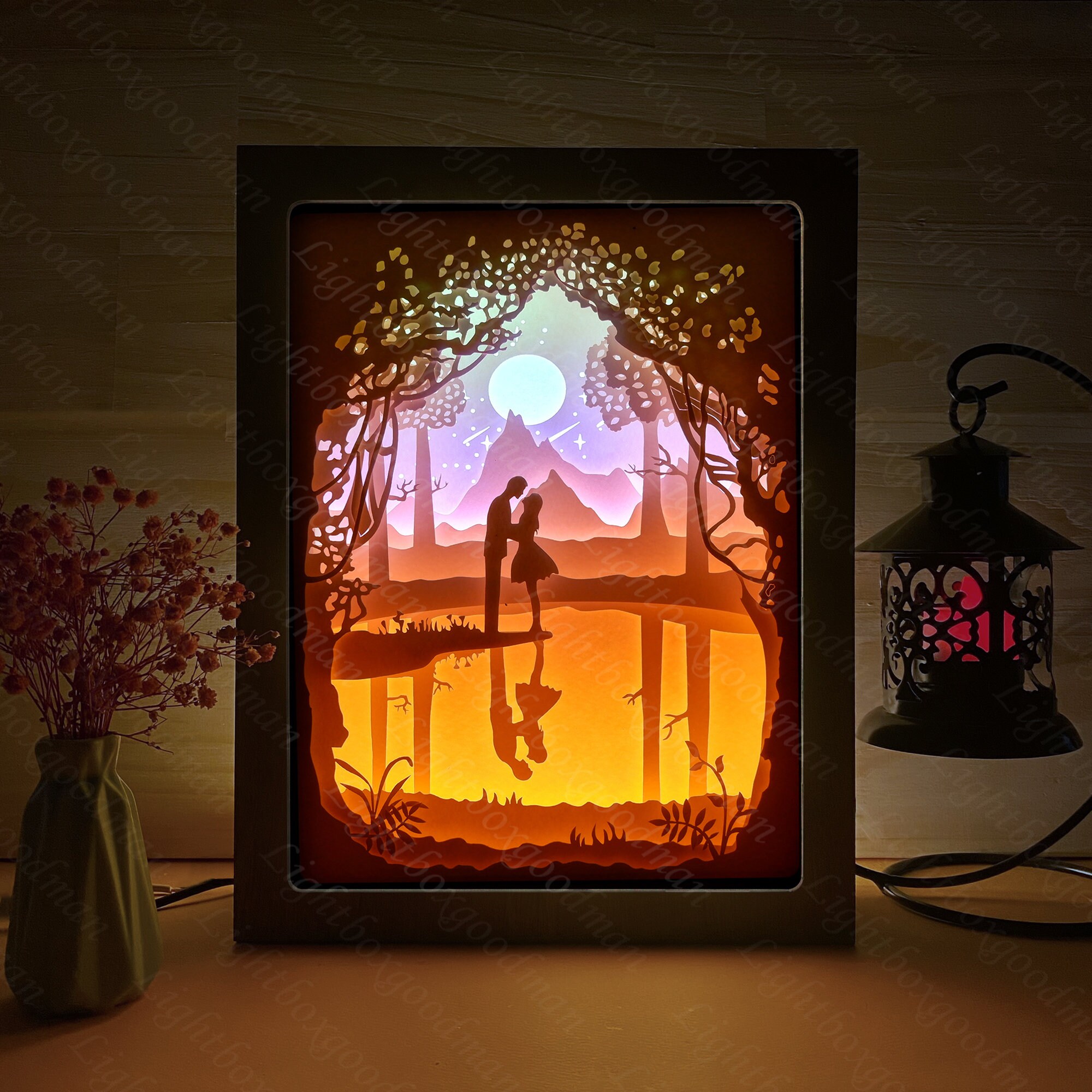 Love Paper Cut Light Box Template Files SVG Shadow Box SVG 