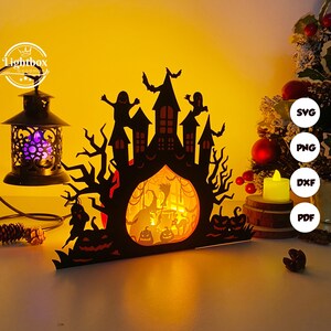 Witch Haunted Castle Shadow Box SVG for Cricut Projects DIY, Halloween ...
