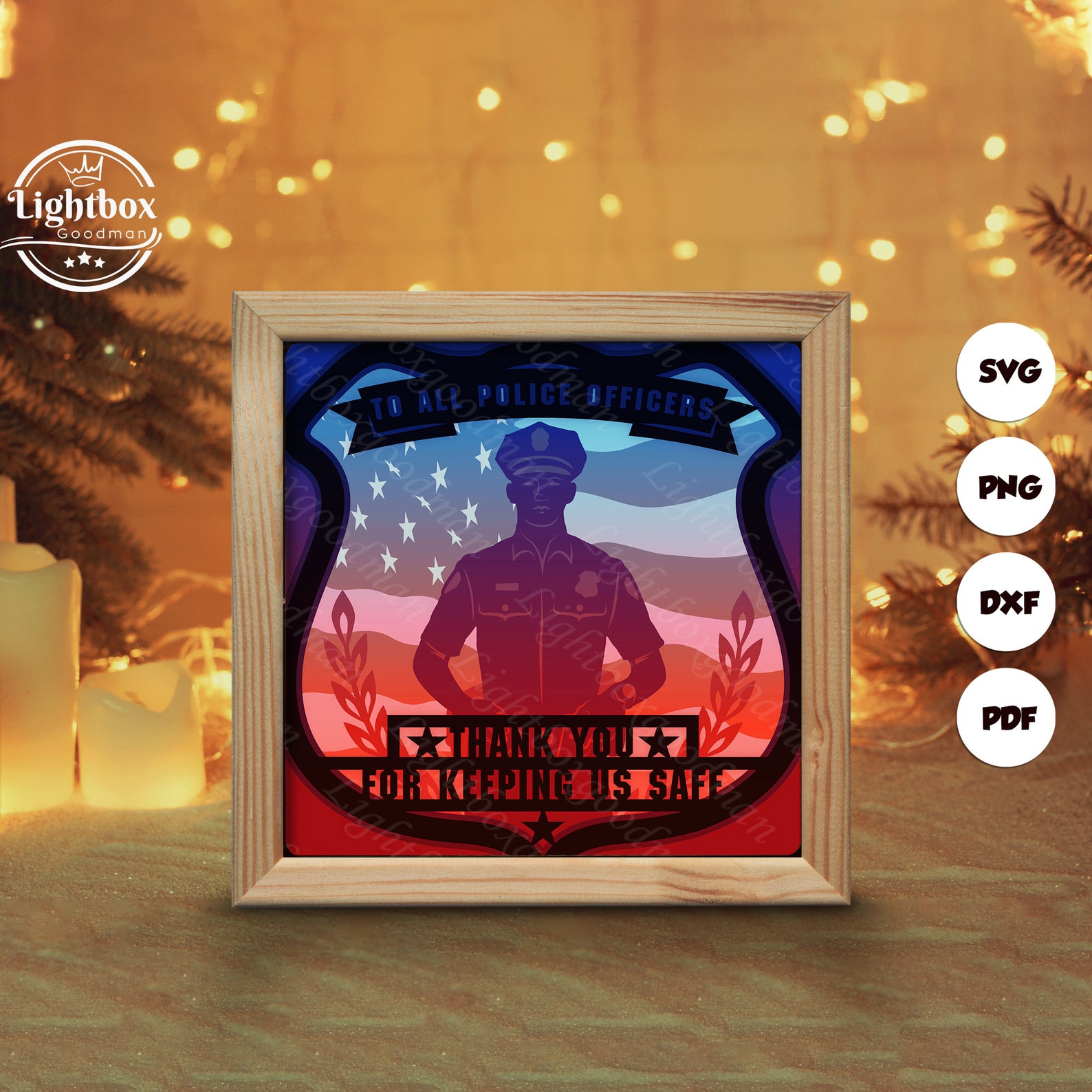 Police Officer Shadow Box Files, Paper Cut Light Box Template Files ...