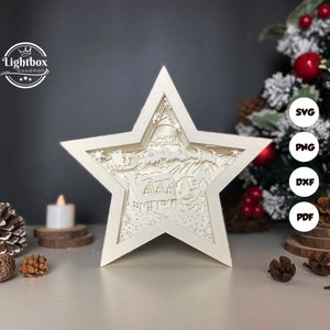 Merry Christmas Village Star Shadow Box SVG for Cricut Projects DIY ...