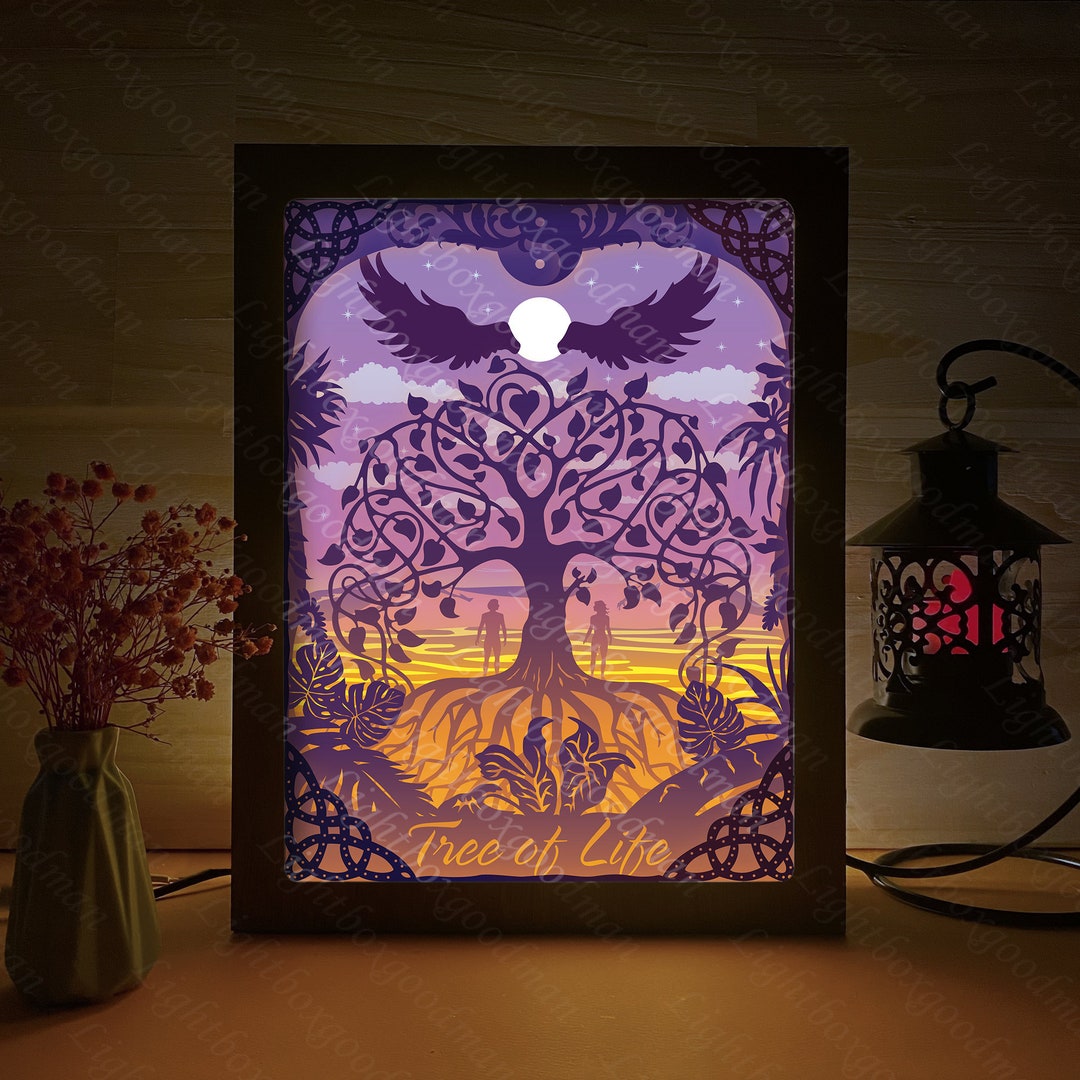 Tree of Life Shadow Box Files Paper Cut Light Box Template - Etsy
