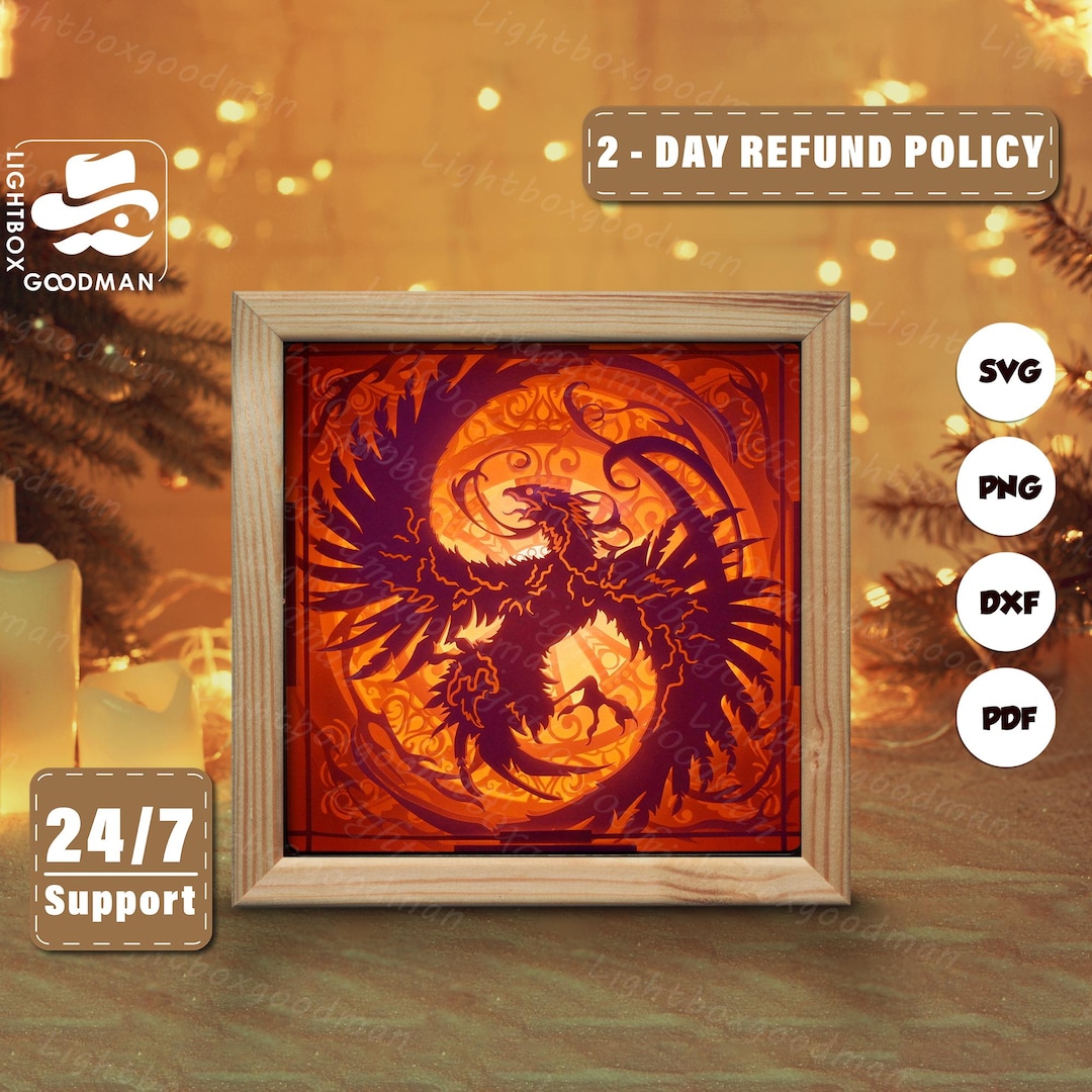 3d Phoenix Silhouette, Shadow Box Templates, Paper Cut, Files for ...