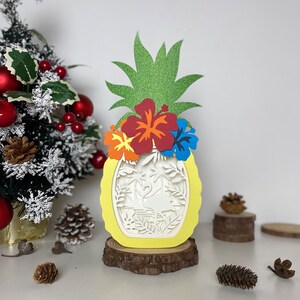 Tropical Shadow Box Svg, Tropical Pineapple Svg, Pineapple Paper ...