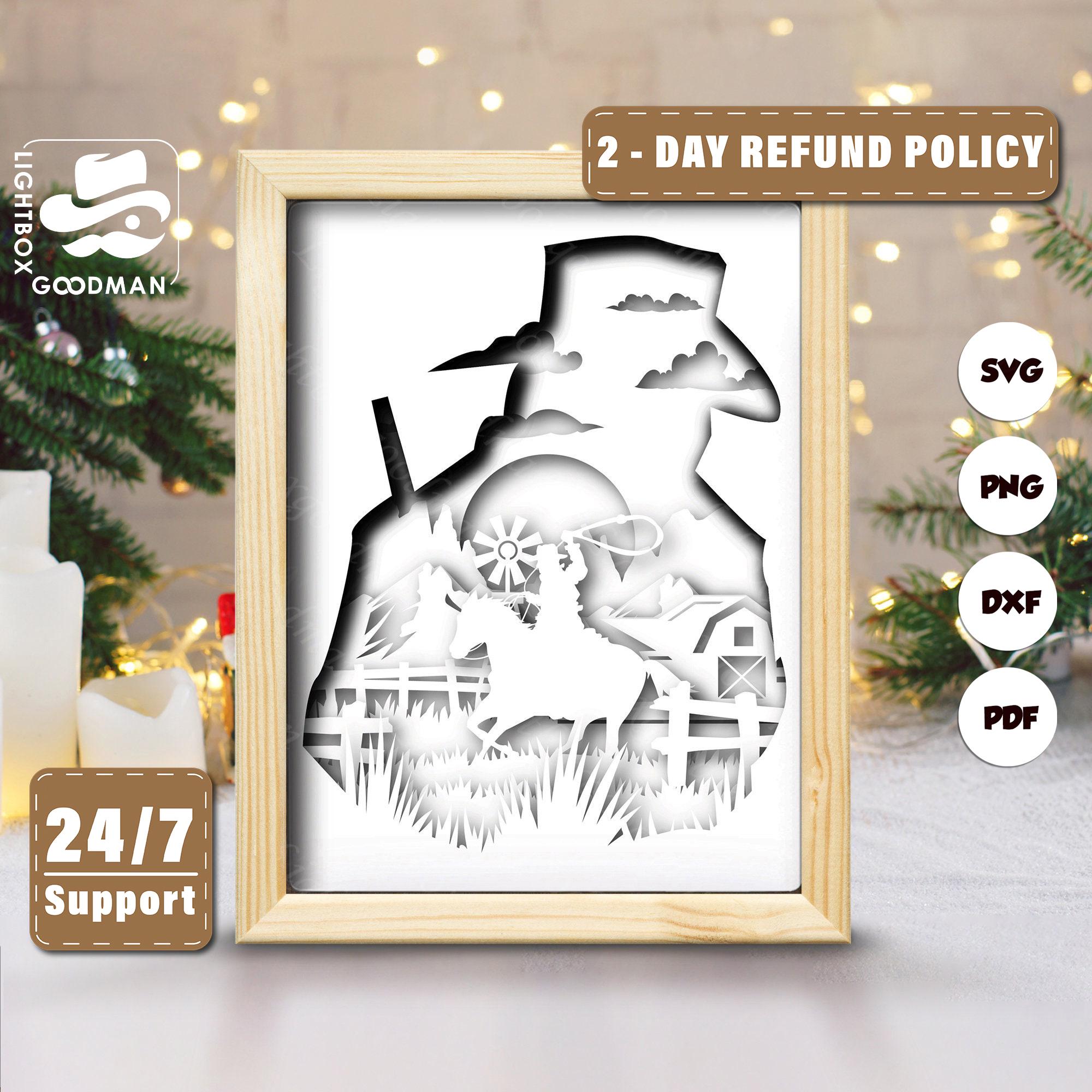 3d Cowboy Silhouette, Shadow Box Templates, Paper Cut, Files for Cricut ...