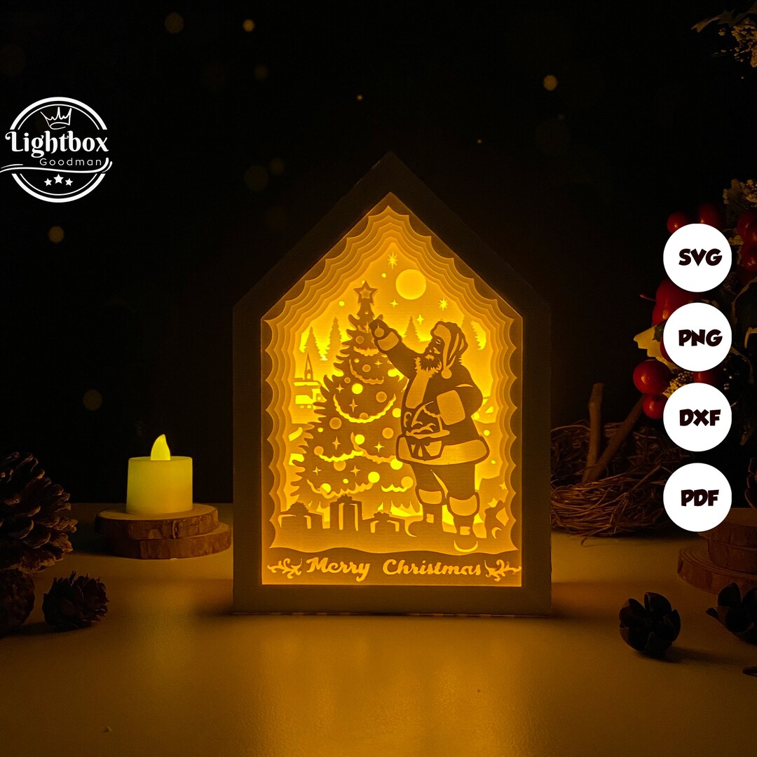 Merry Christmas 3 Shadow Box Svg, Merry Christmas House Svg, House ...