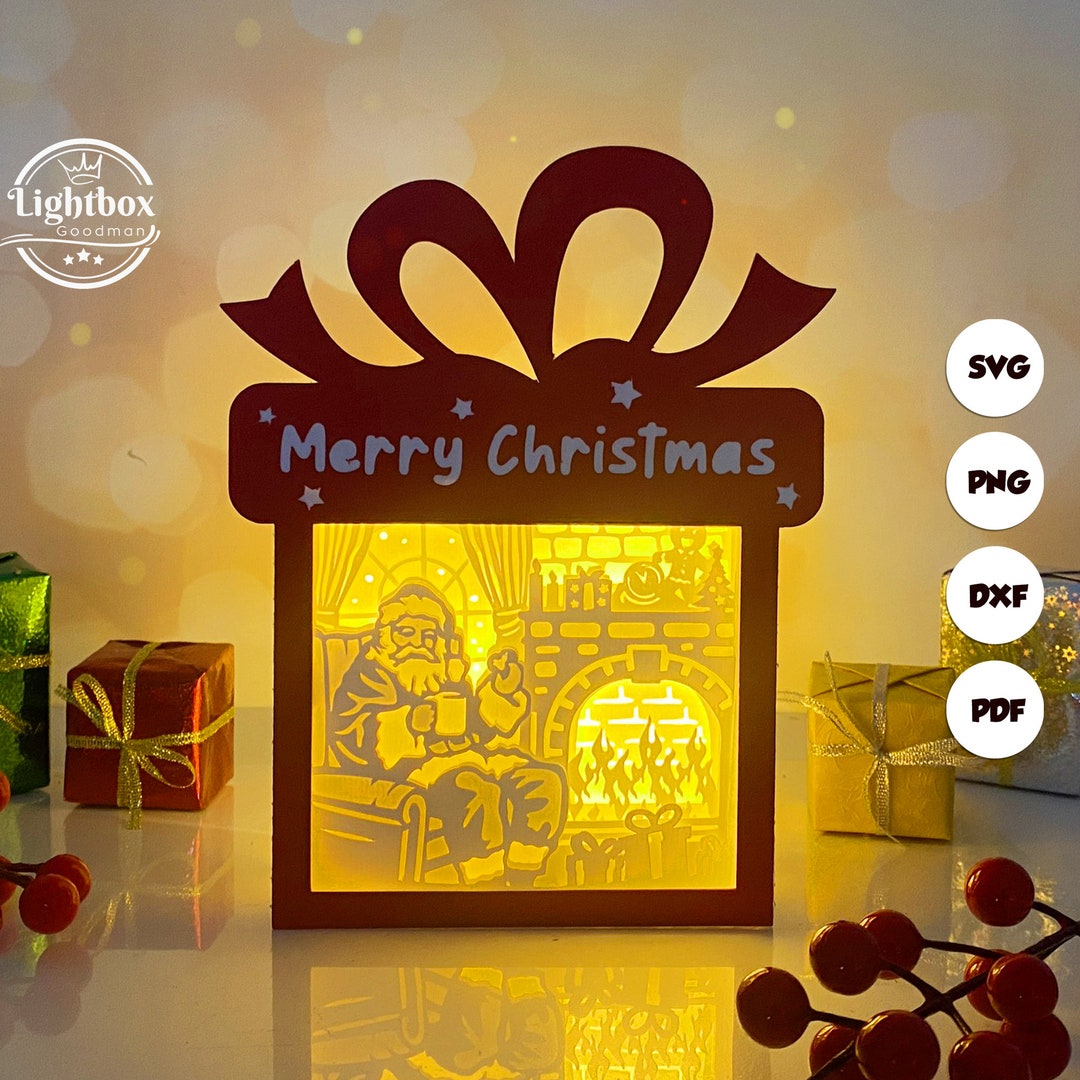 Santa Shadow Box SVG for Cricut Projects DIY, Christmas Gift Box ...