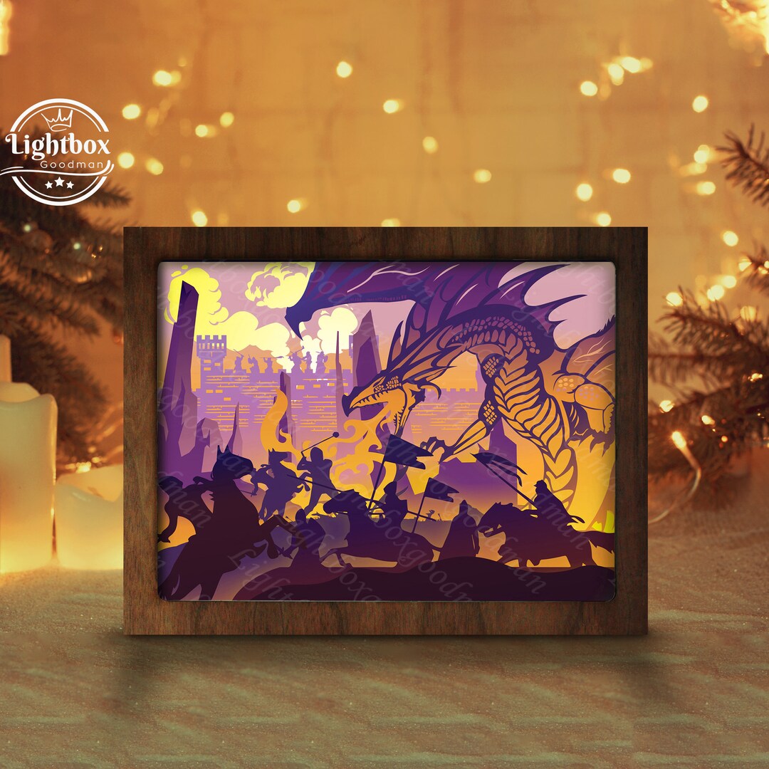 Dragon 1 Paper Cut Light Box Shadow Box Night Light Bedroom Shadow Box ...