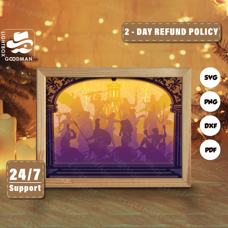 3d the Olympian Gods Silhouette, Shadow Box Templates, Paper Cut, Files ...