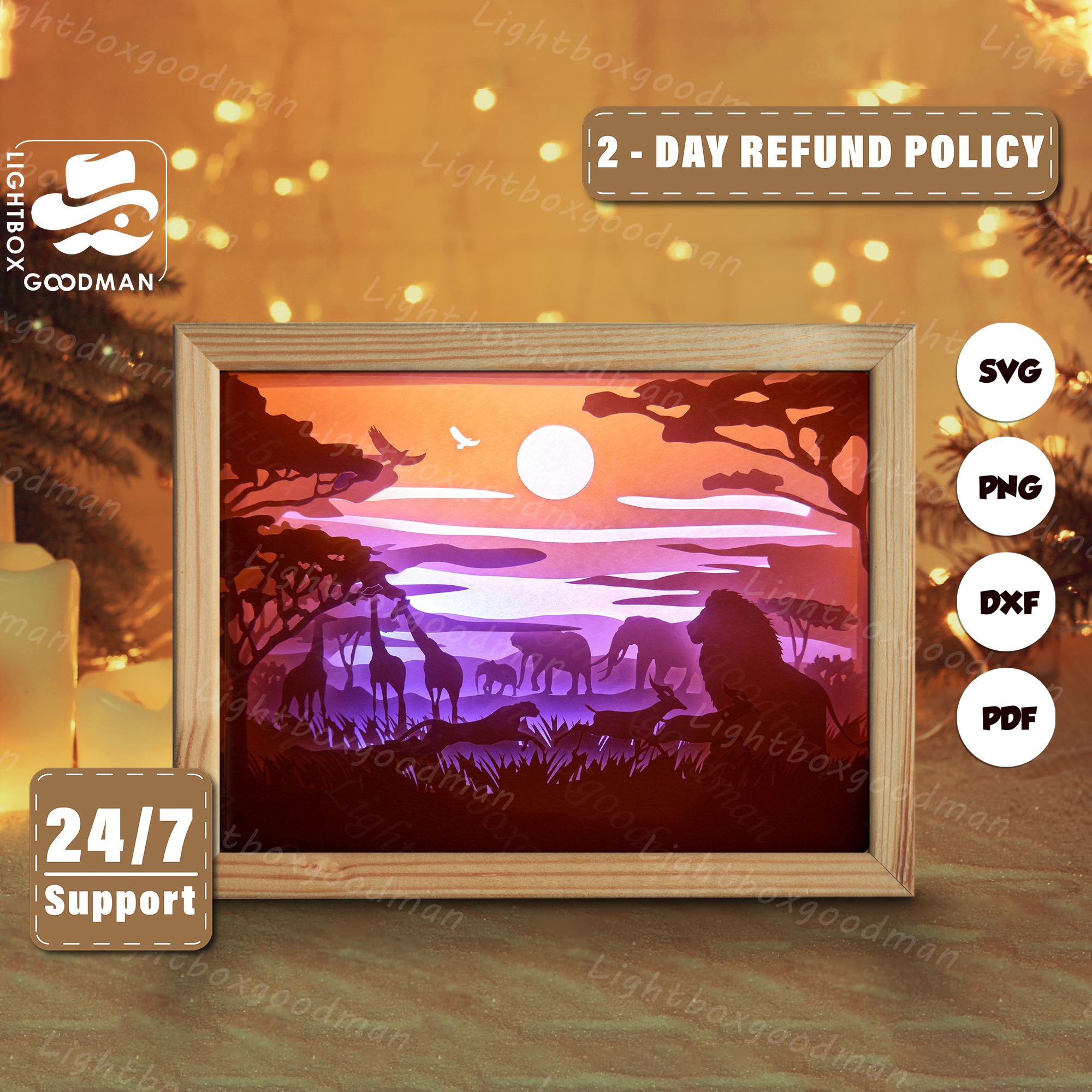 Africa Silhouette Shadow Box Template, 3D Layered Paper Cut Files (svg ...