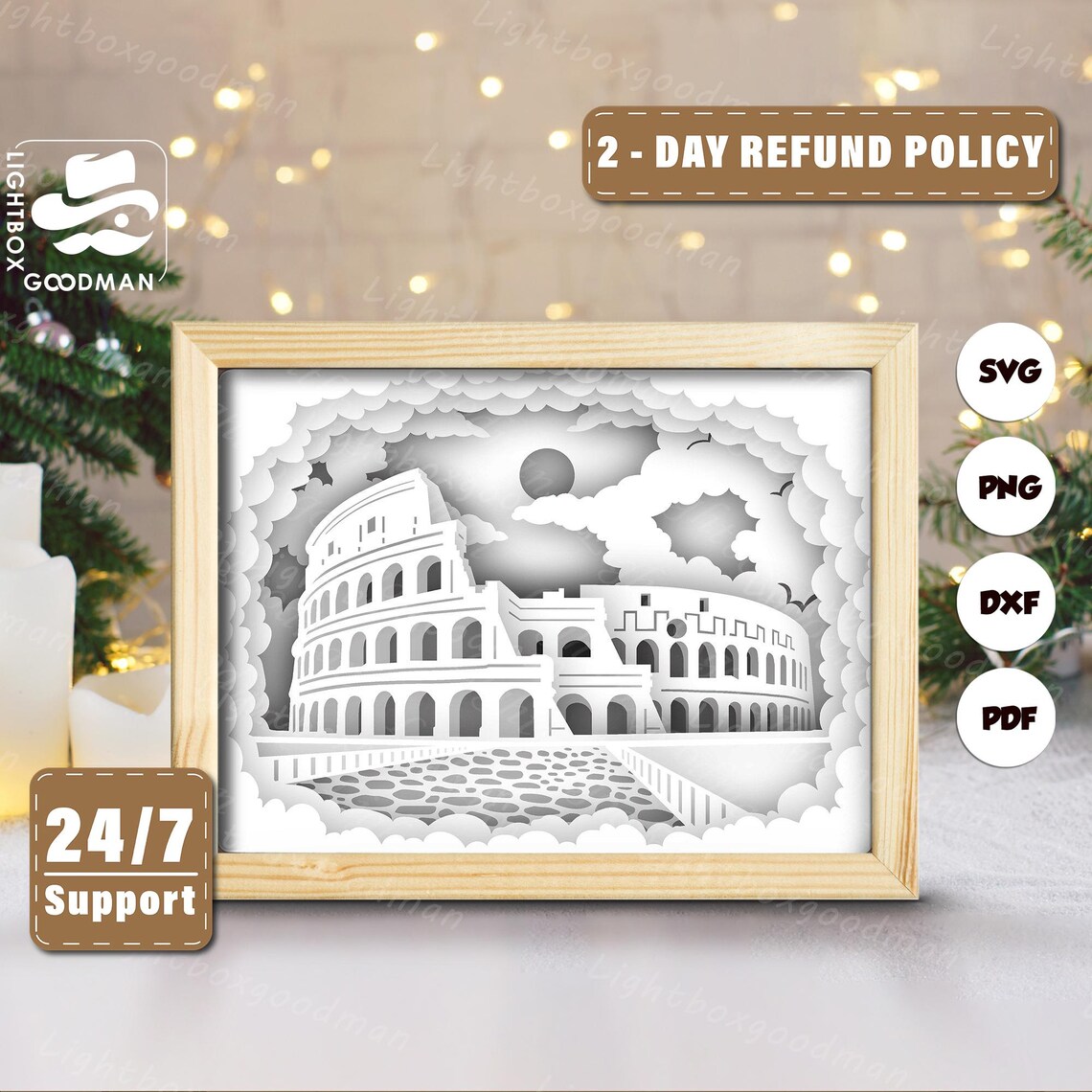 3d Colosseum Silhouette, Shadow Box Templates, Paper Cut, Files for ...